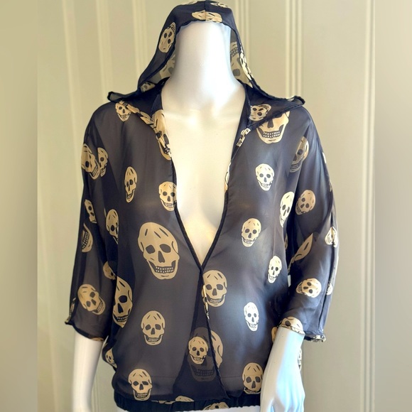 Tops | Vintage Havana Skull Blouse With Hood | Poshmark